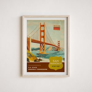 West Coast Road Map Digital Art Collection, Retro Travel Posters ...