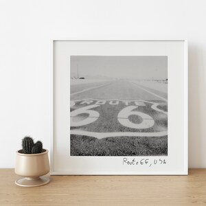 U.S. Route 66 Vintage Polaroid Digital Art Print, Black & White Film ...