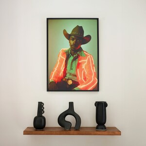 Neon Cowboy Art Print, Western Fine Art Photography, Black Cowboy Wall ...