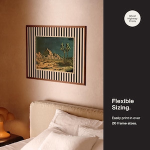 Vintage Desert Night Postcard Digital Art Print, Eclectic Wall Decor ...