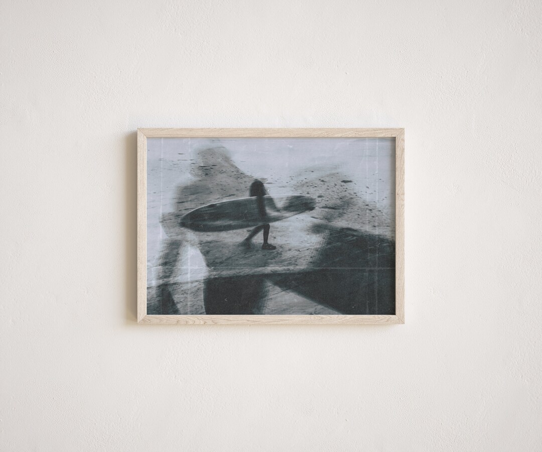 Abstract Surfer Digital Art Print, Aesthetic Coastal Wall Decor, Modern ...