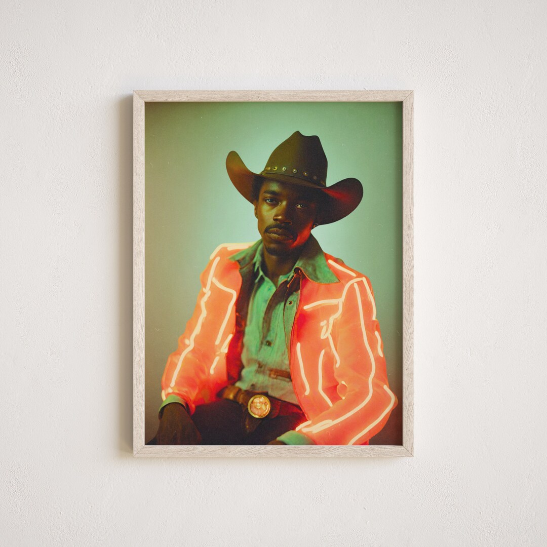 Neon Cowboy Art Print, Western Fine Art Photography, Black Cowboy Wall ...