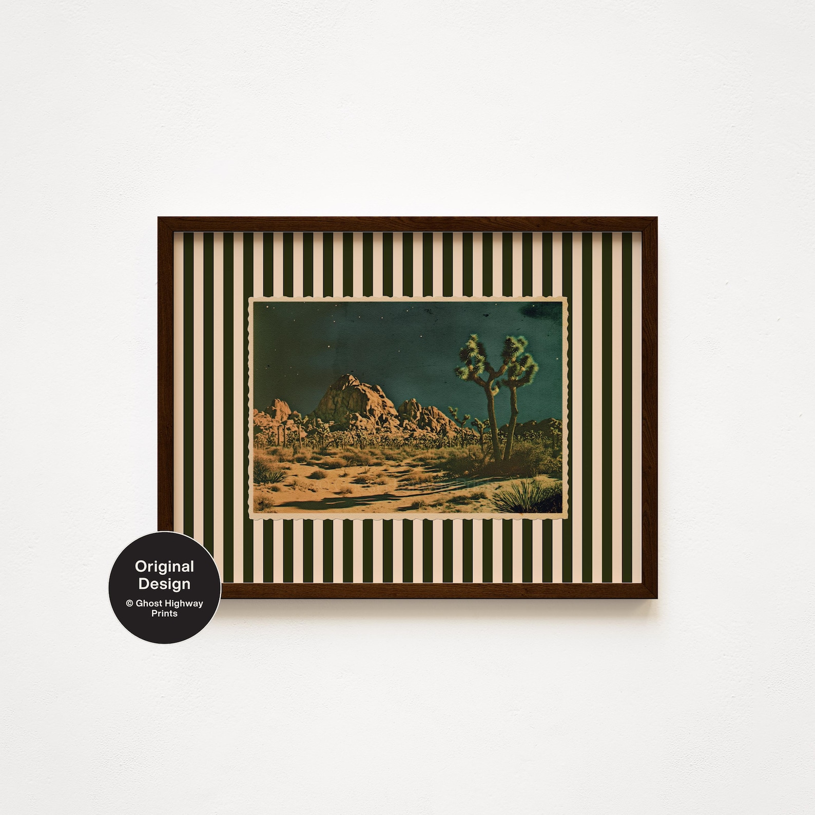 Vintage Desert Night Postcard Digital Art Print, Eclectic Wall Decor ...