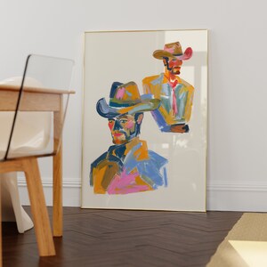 Abstract Cowboy Illustration, Colorful Pop Art Cowboy Portrait, Mid ...