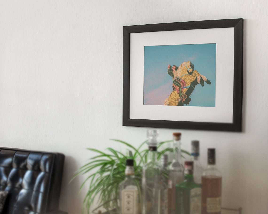 Neon Cowboy Digital Art Print Vintage Western Poster Neon - Etsy