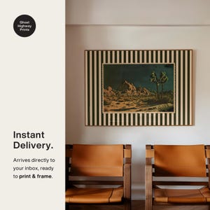 Vintage Desert Night Postcard Digital Art Print, Eclectic Wall Decor ...