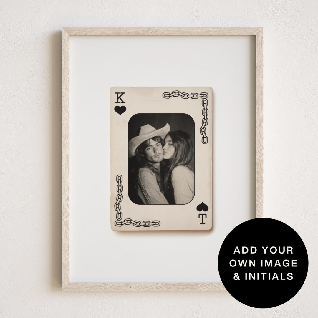 Custom Western Playing Card Digital Art Print, Personalized Handmade ...