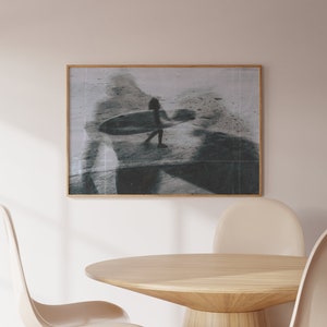 Abstract Surfer Digital Art Print, Aesthetic Coastal Wall Decor, Modern ...