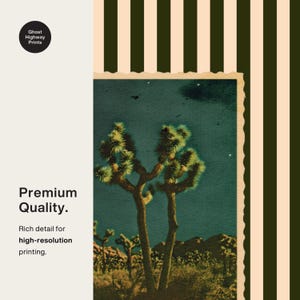 Vintage Desert Night Postcard Digital Art Print, Eclectic Wall Decor ...