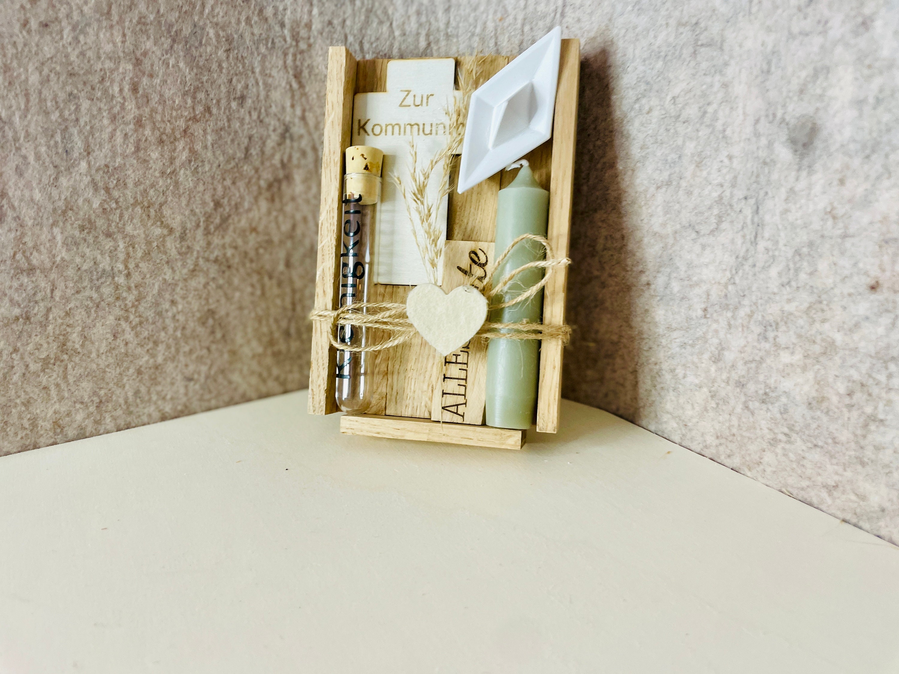 Christliches Geschenk zur Taufe oder zur Kommunion mit Kerze Kreuz ...