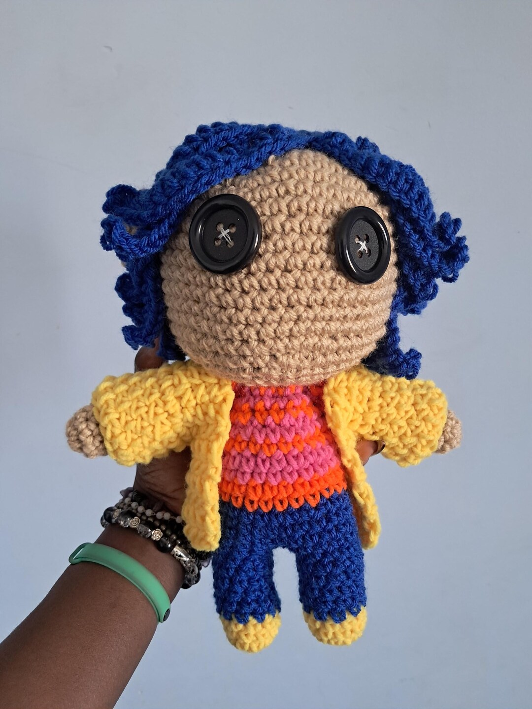 Button Eye Girl, Coraline, Inspired Plushie, Blue Hair, Decoration ...