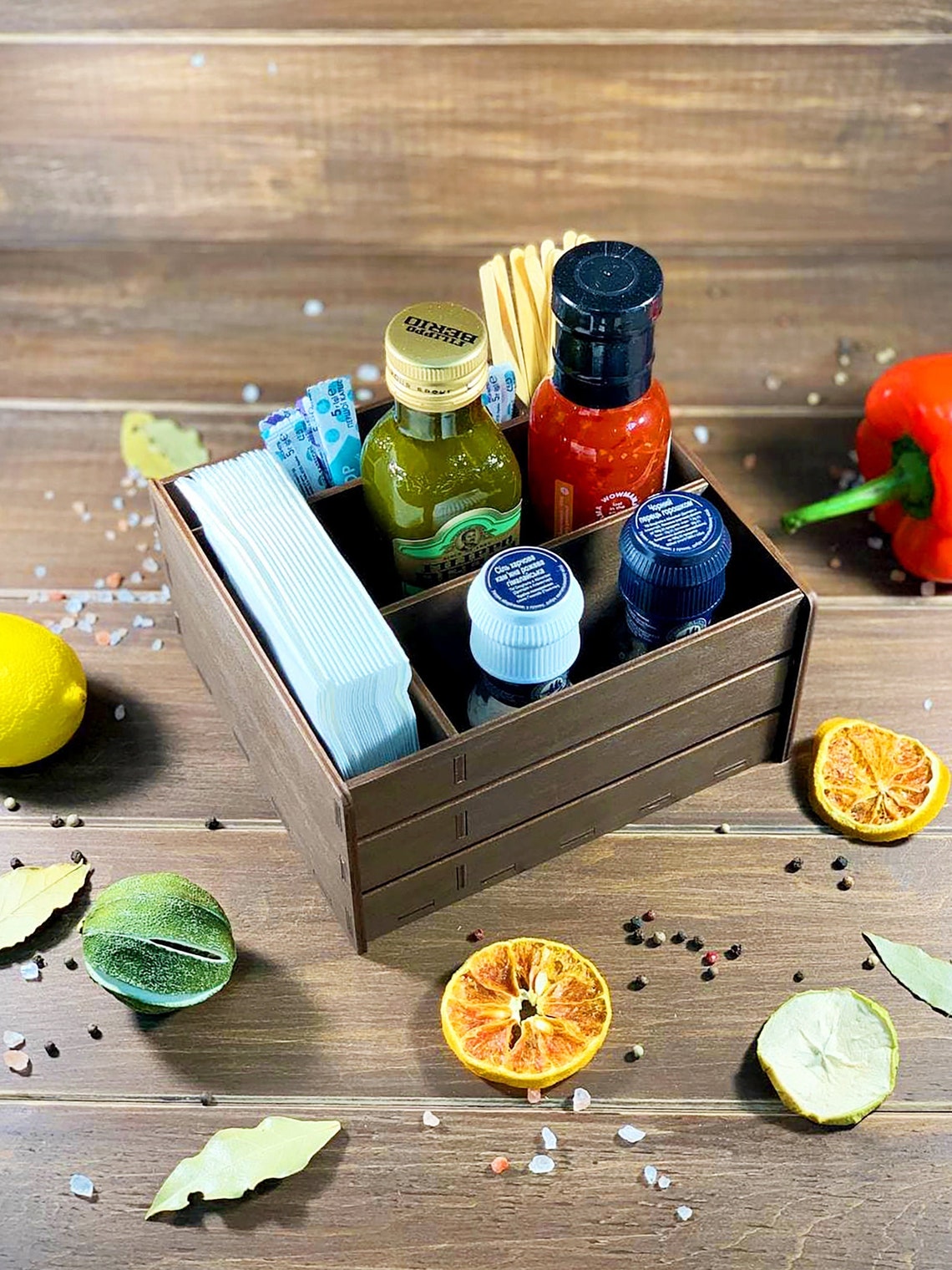 Wooden Rustic Style Napkin Salt and Pepper Holder - Etsy