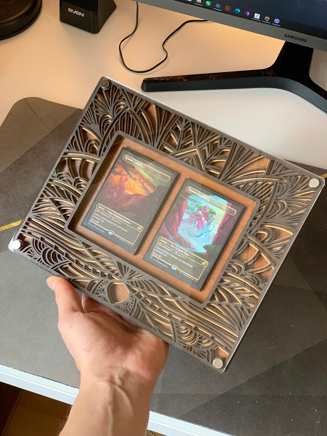 MTG Custom Wooden Card Display for Two Cards | Magic the Gathering Card ...