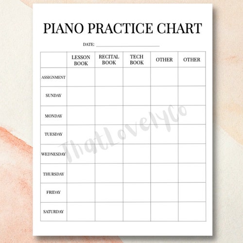 Music Practice Planner piano Violin Cello Flute Trumpet - Etsy