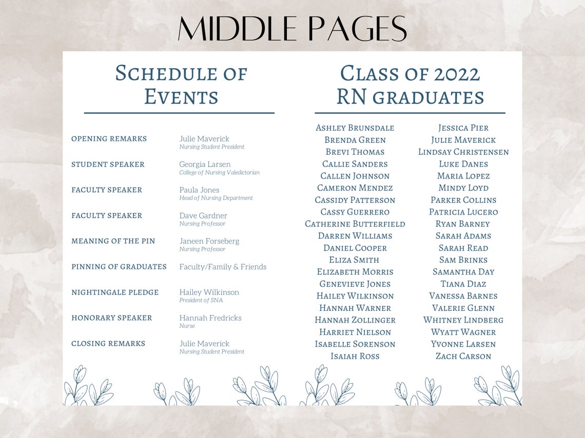 Nursing Pinning Ceremony Program Template Editable Template - Etsy