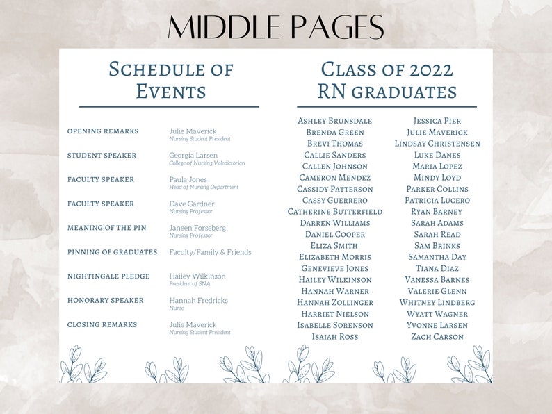 Nursing Pinning Ceremony Program Template Editable Template - Etsy