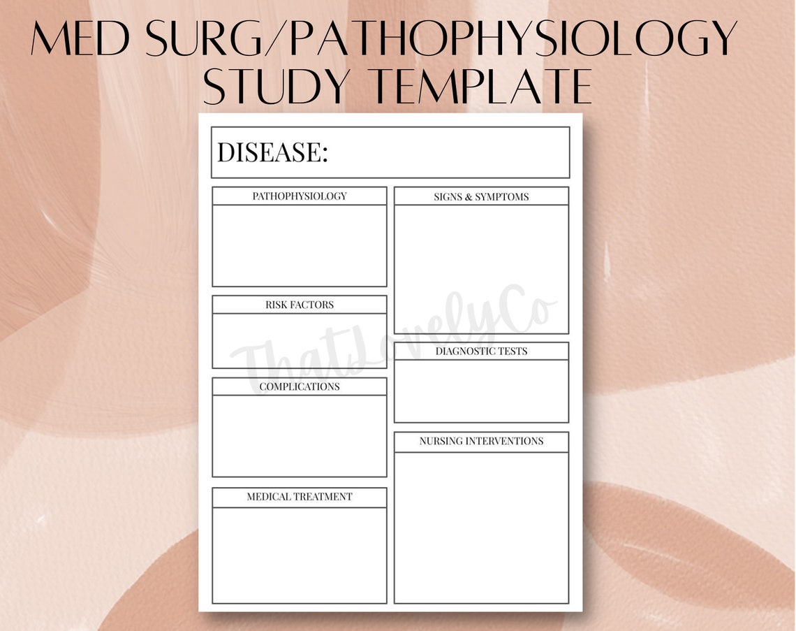 Med-surg/pathophysiology Study Template 4 Different Fonts - Etsy