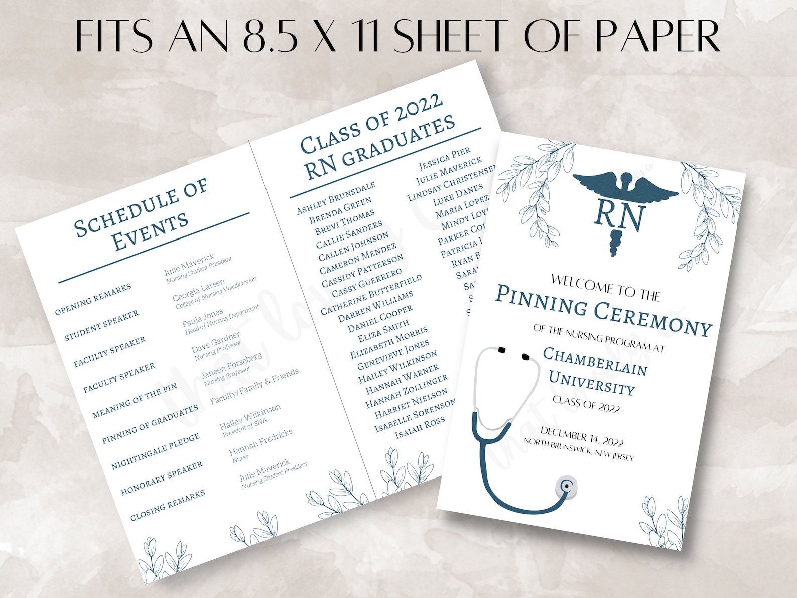 Nursing Pinning Ceremony Program Template Editable Template - Etsy