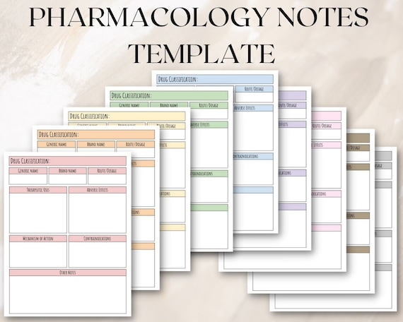 Printable Pharmacology Notes Template - Etsy