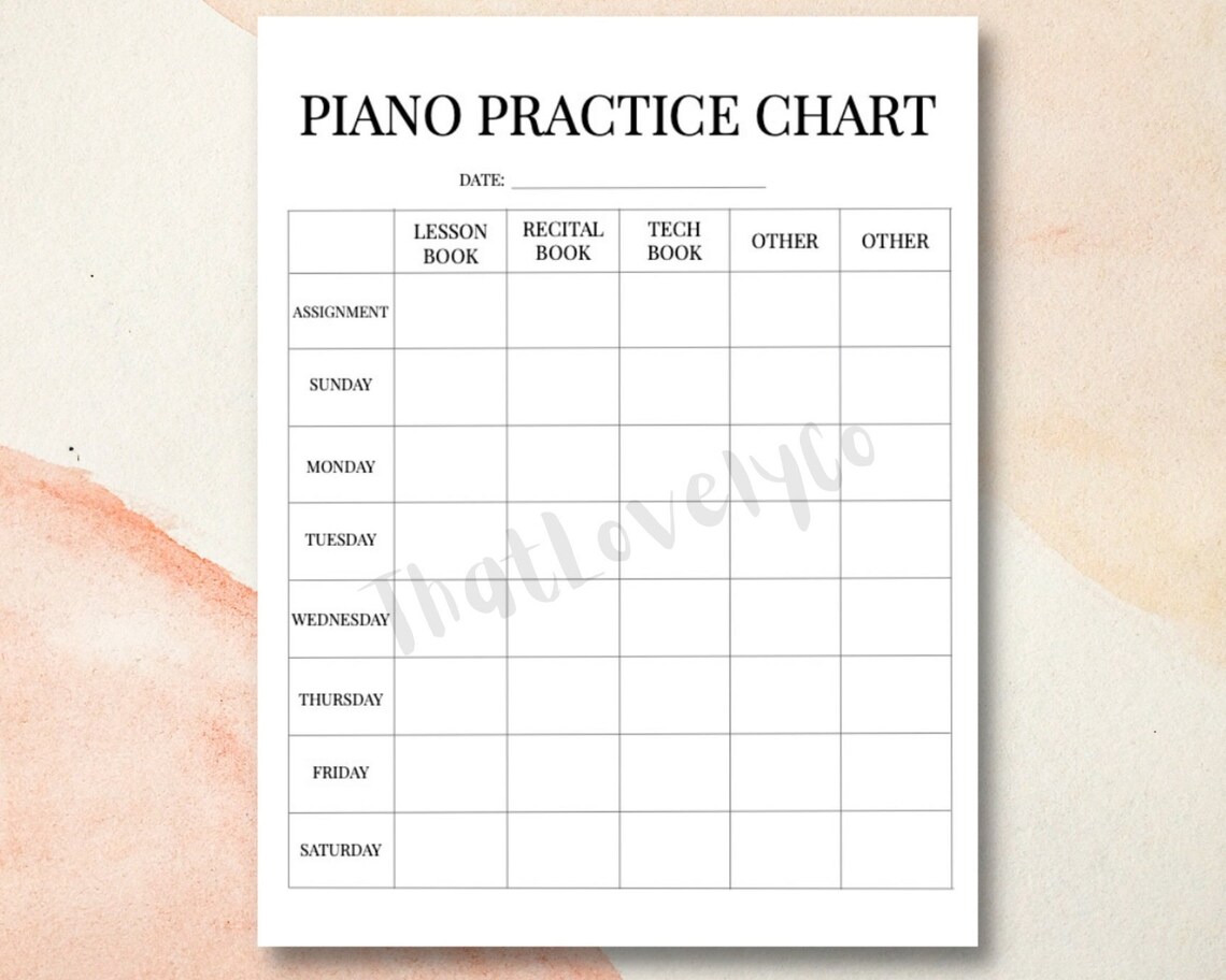 Piano Practice Chart - Etsy