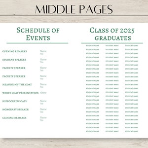 White Coat Ceremony Program Template, Editable, Programs for Medical ...