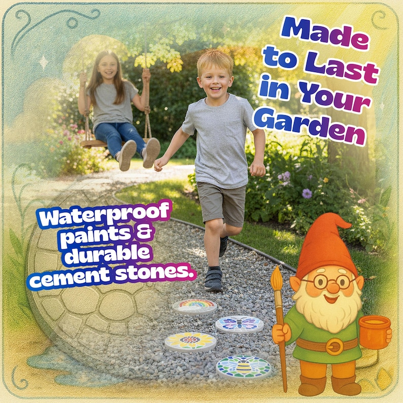 Garden Stepping Stone Kit for Kids | DIY Paint & Decorate Craft Set ...