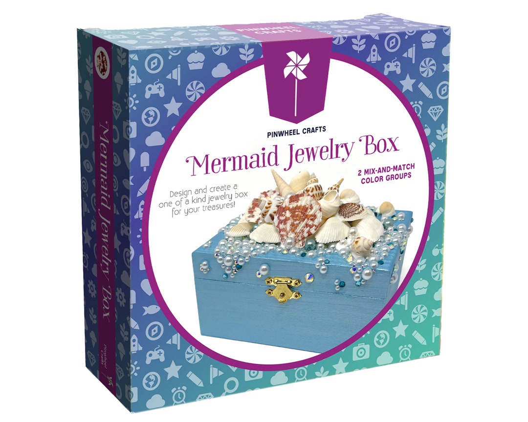 DIY Mermaid Jewelry Box Kit, Complete DIY Set With Crystals & Seashells ...