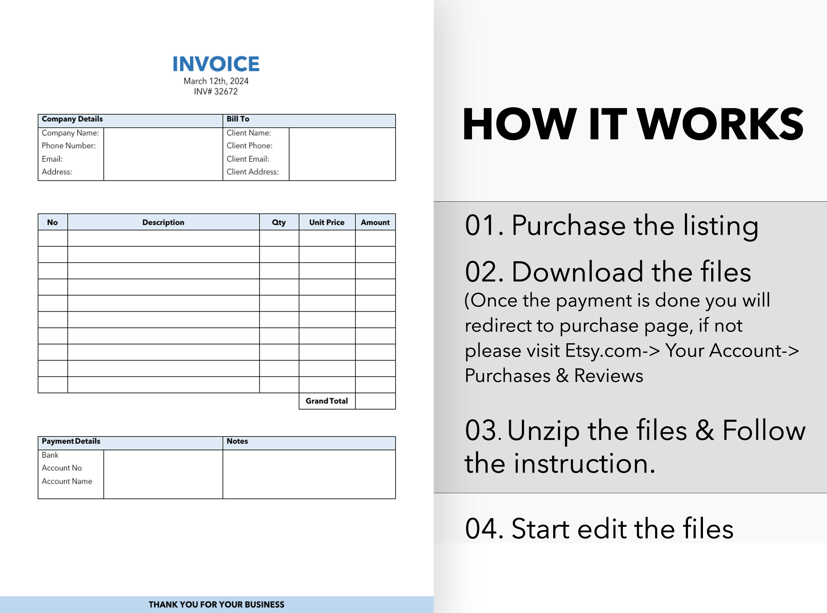 Editable Invoice Template Word, Business Invoice Template Word ...
