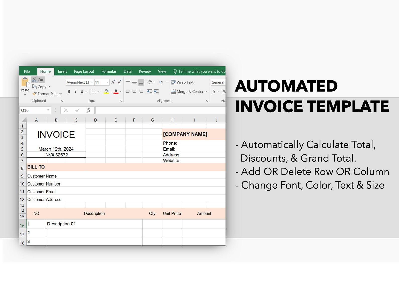 Invoice Template Word, Invoice Template Excel, Editable Invoice ...