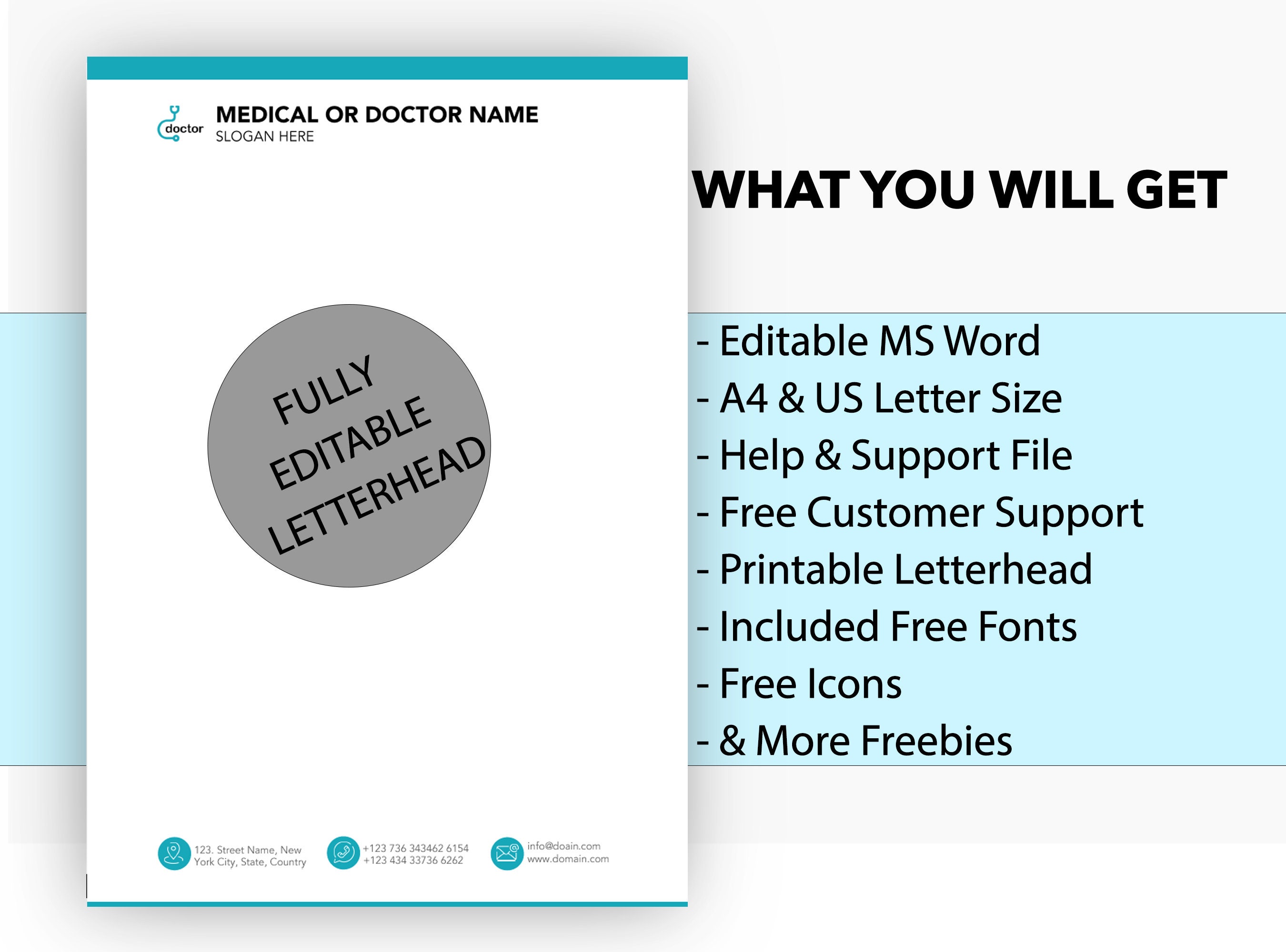 Doctor Letterhead, Letterhead Template for Doctor, Letterhead Template ...