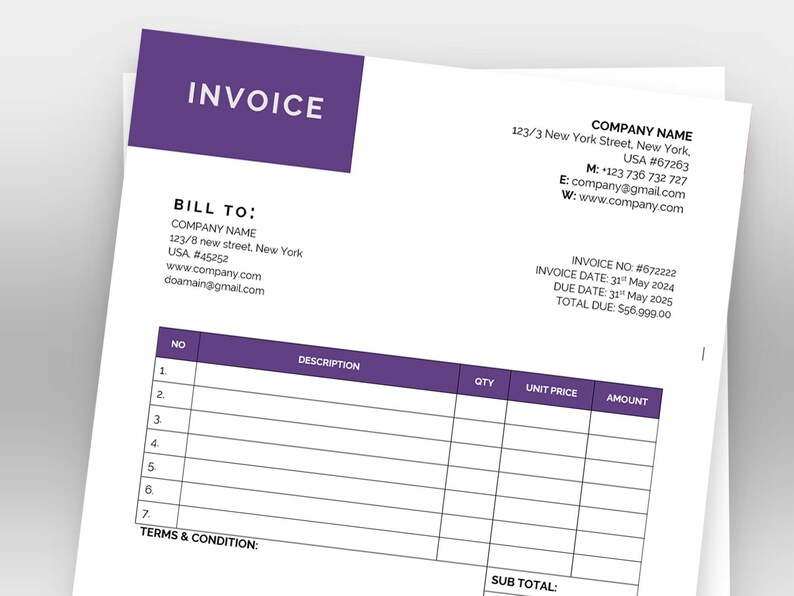 INVOICE TEMPLATE WORD 2023 Invoice Template Word Editable - Etsy