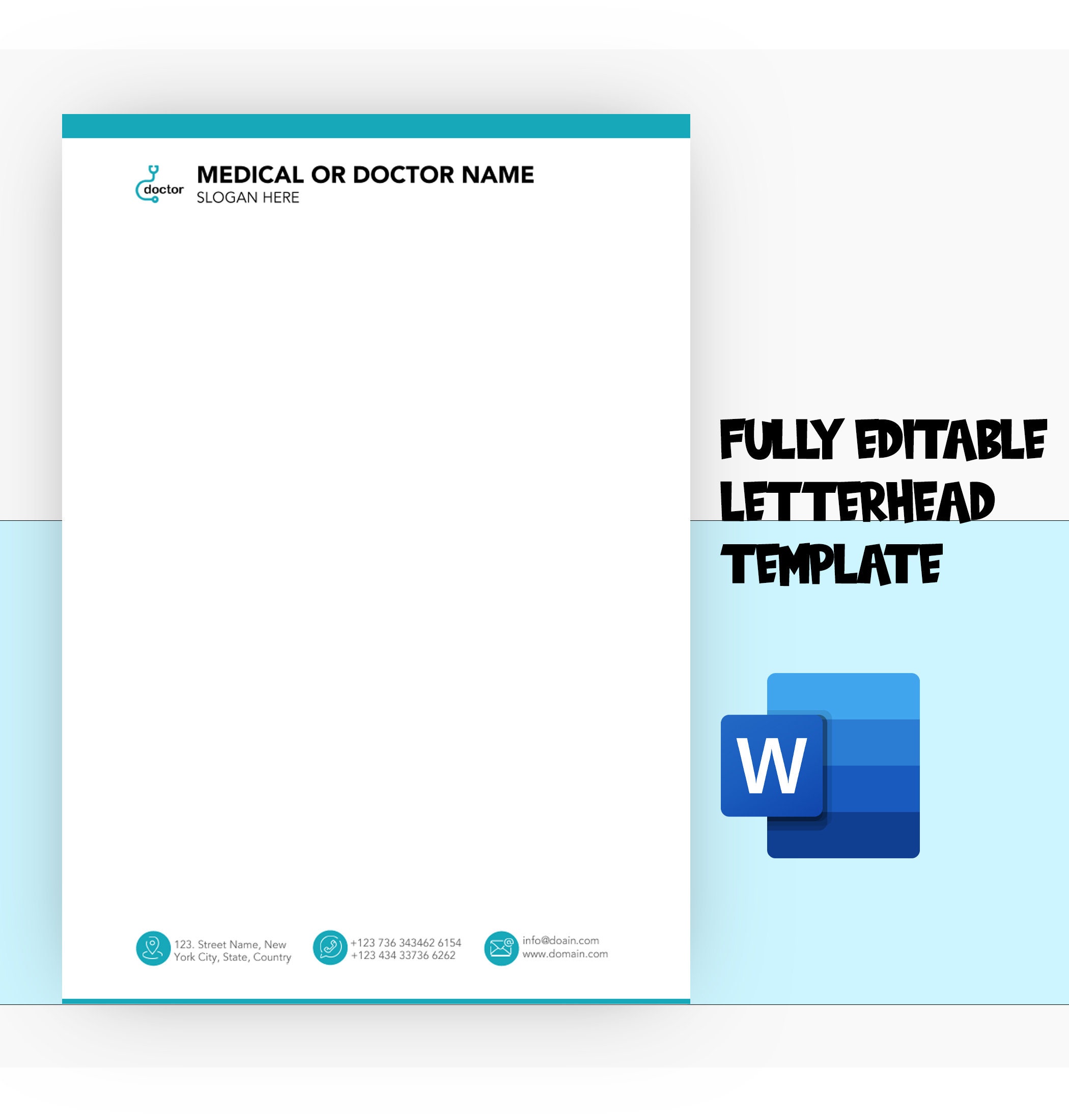 Doctor Letterhead, Letterhead Template for Doctor, Letterhead Template ...