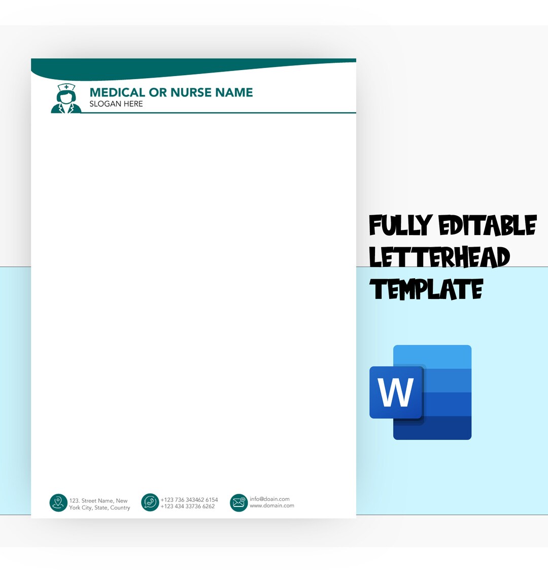 Nurse Letterhead, Letterhead Template, Doctor Letterhead Template ...
