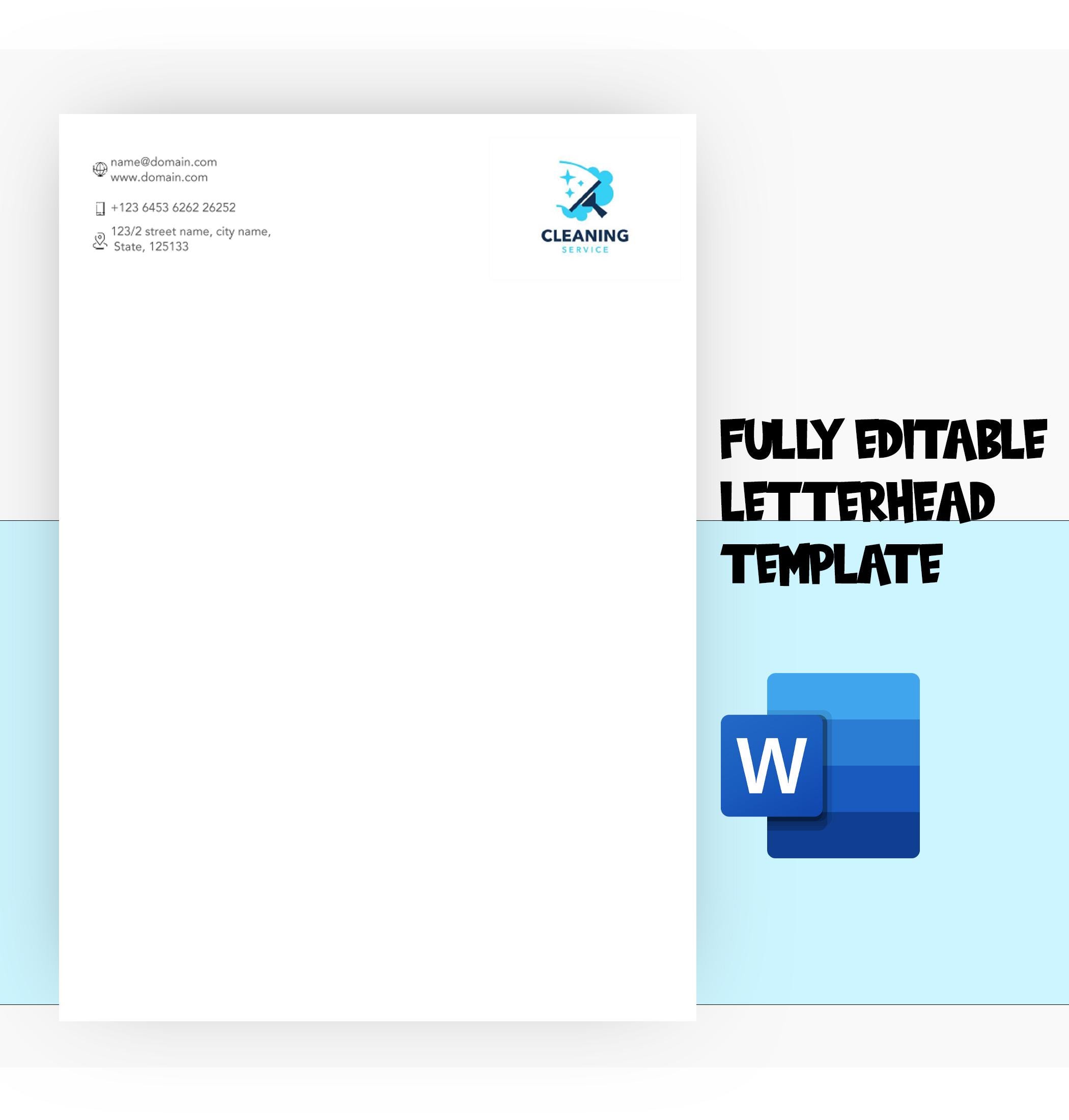 Cleaning Company Letter Head, Cleaning Service Letterhead Template ...