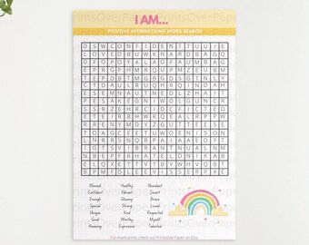 Word Search Positive Affirmations Word Search - Etsy