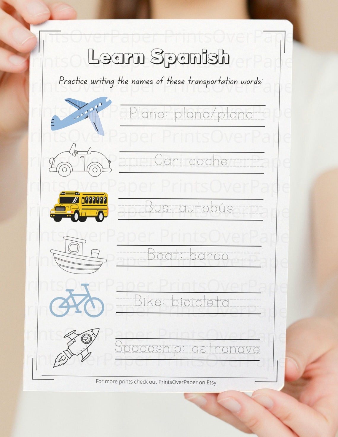 Learn Spanish Transportation Words, Learn Spanish Tracing the French ...