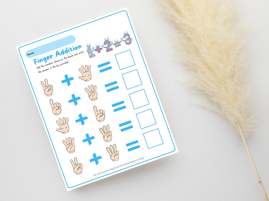 Finger Addition Worksheet Digital Download - Etsy