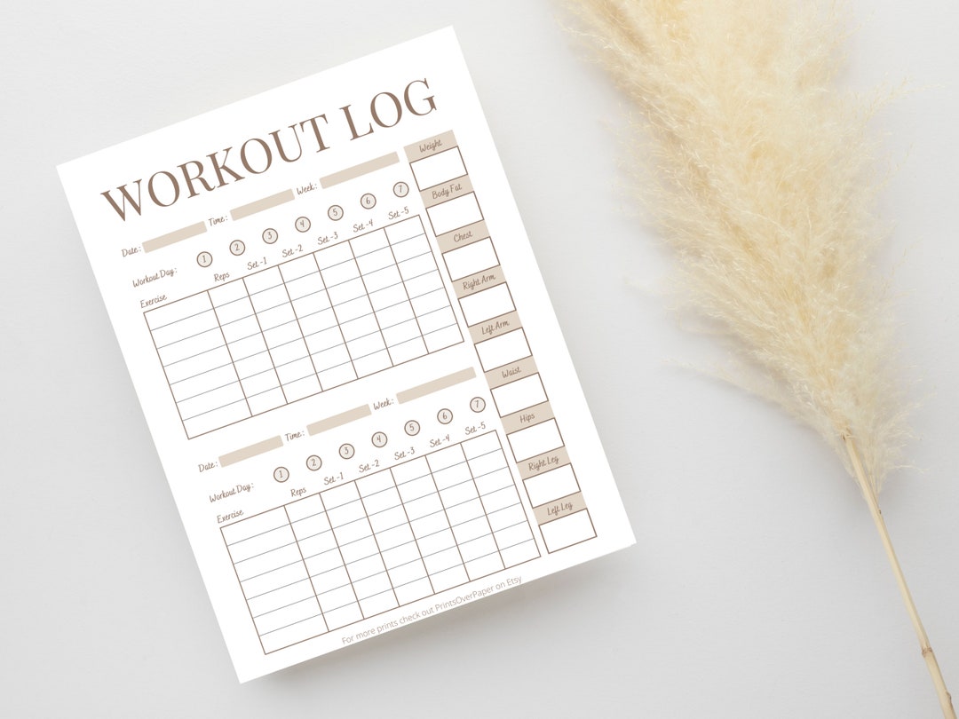 Beige Minimalist Workout Log Printable Digital Download | Workout ...