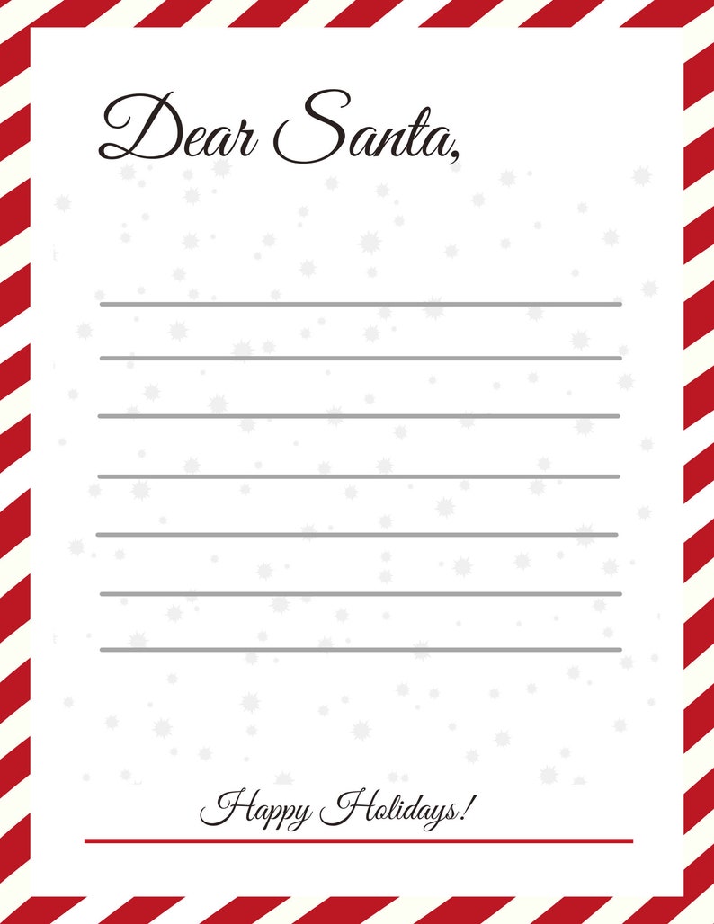 Candy Cane Dear Santa Letter to Santa Digital Download Printable - Etsy UK