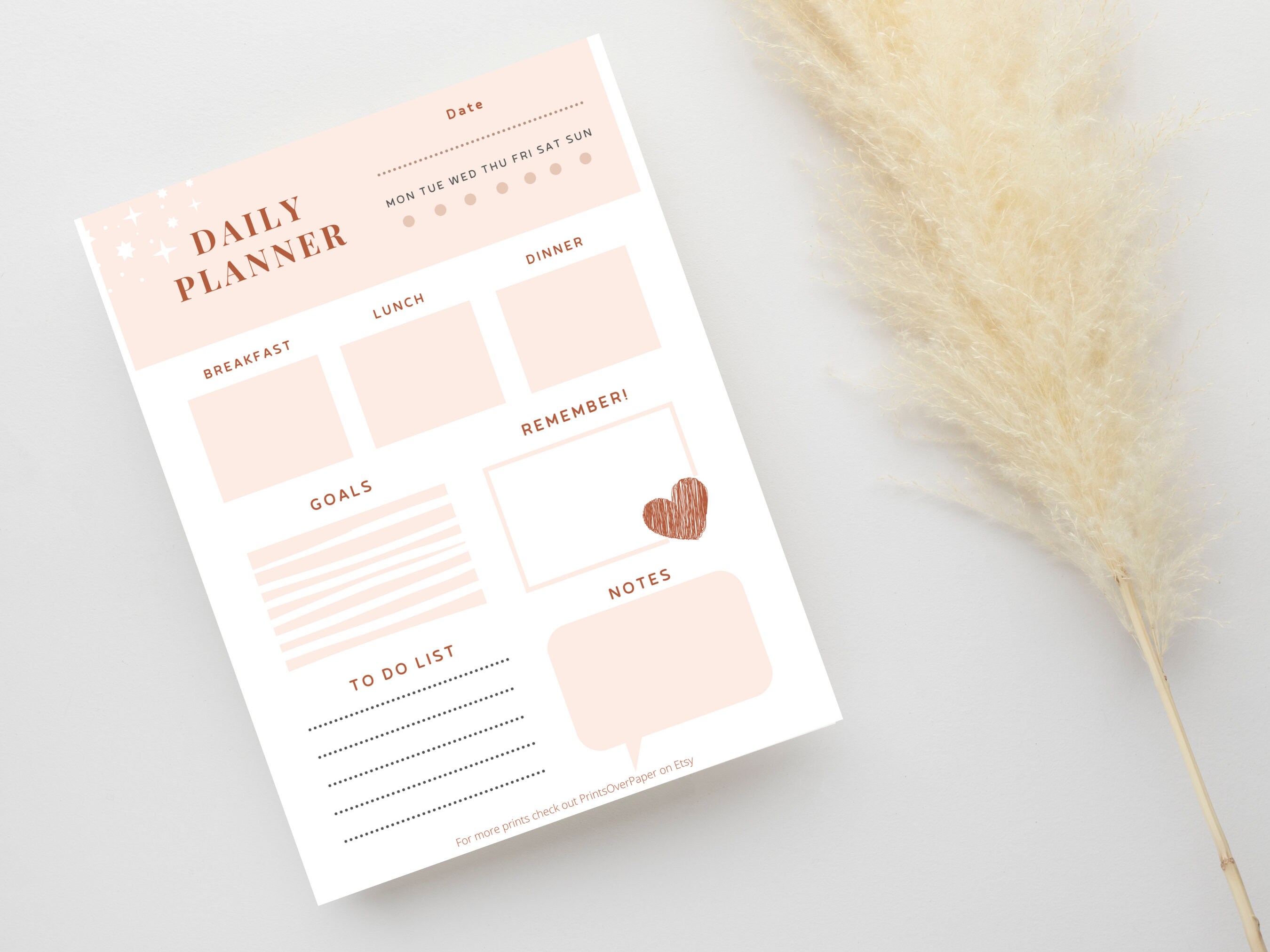 Blush Pink Daily Planner Printable Digital Download | Daily Planner ...