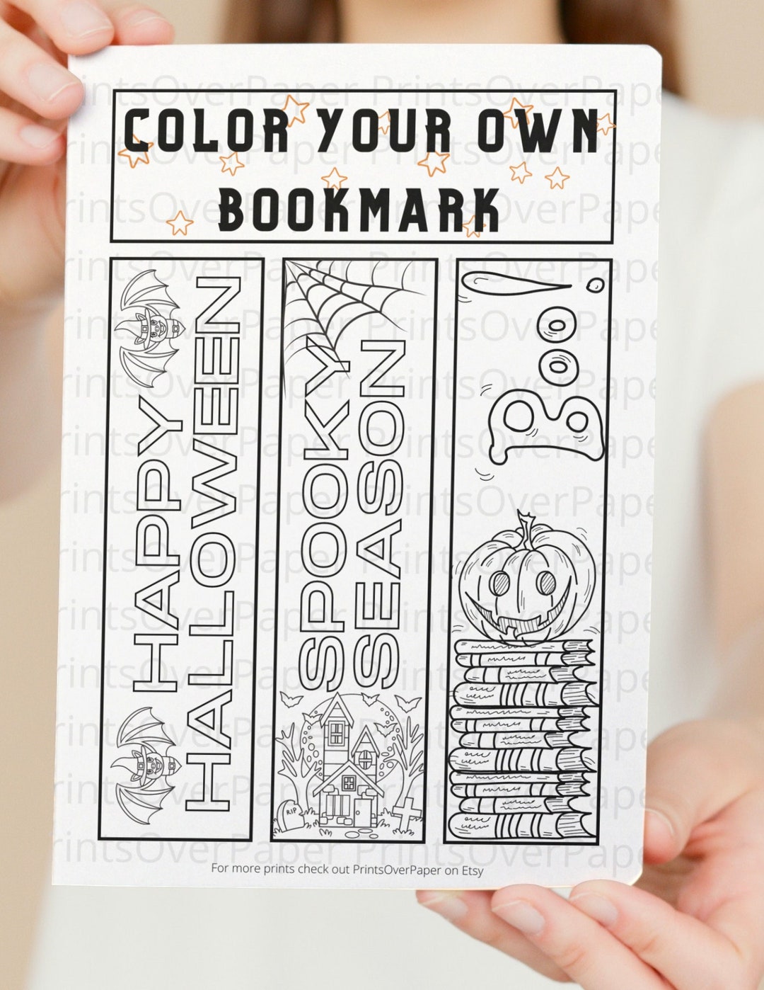 Color Your Own Bookmarks for Halloween Halloween Coloring - Etsy
