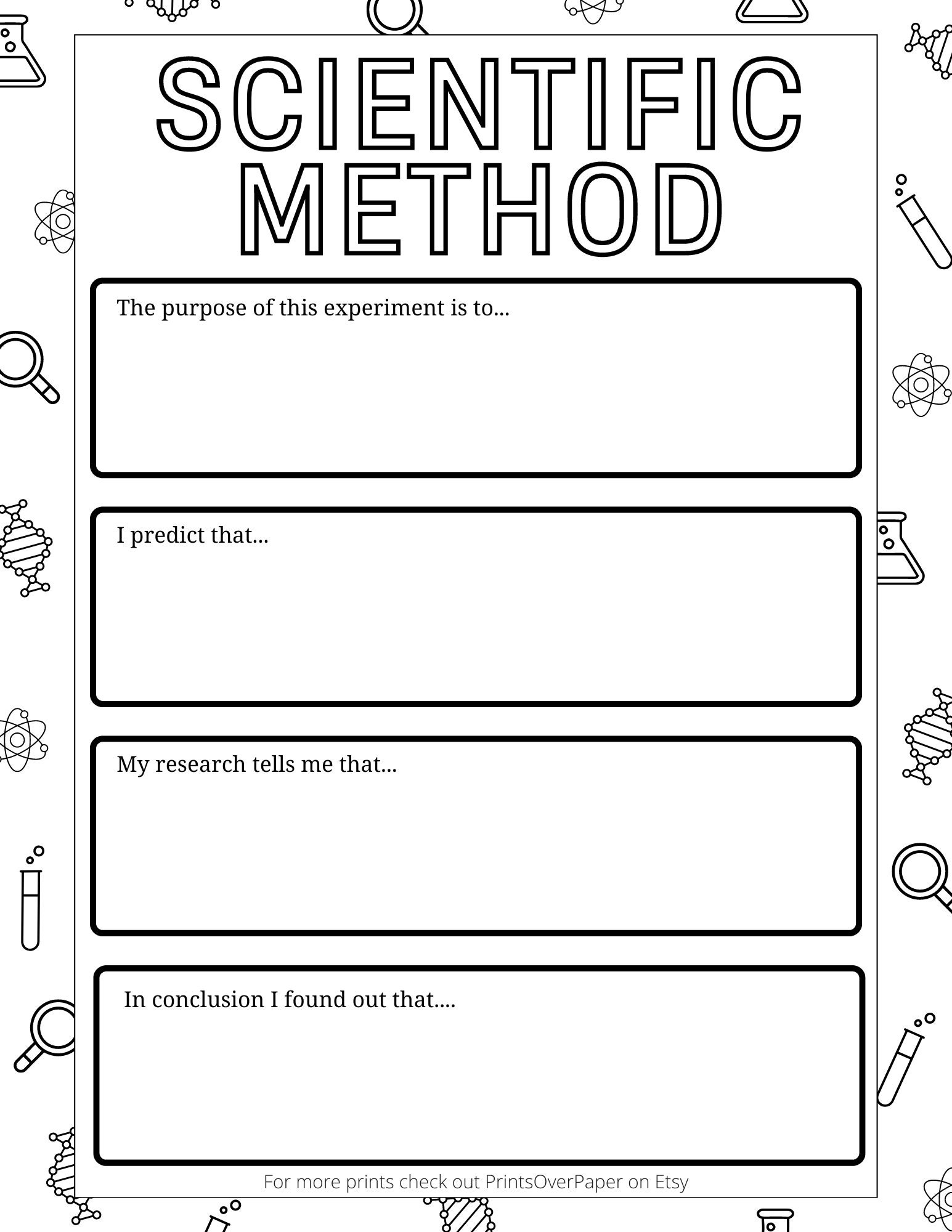 Scientific Method Science Worksheet Printable Digital Download - Etsy