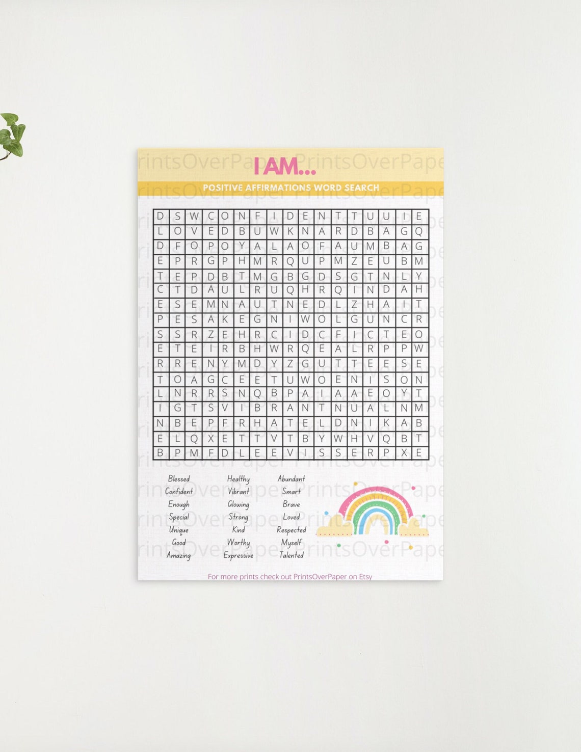 Positive Affirmations Word Search | Etsy