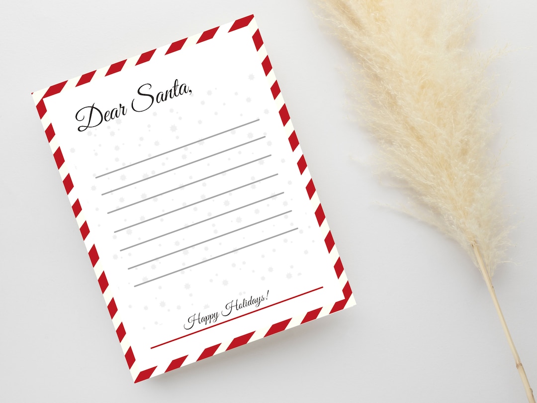 Candy Cane Dear Santa Letter to Santa Digital Download Printable - Etsy