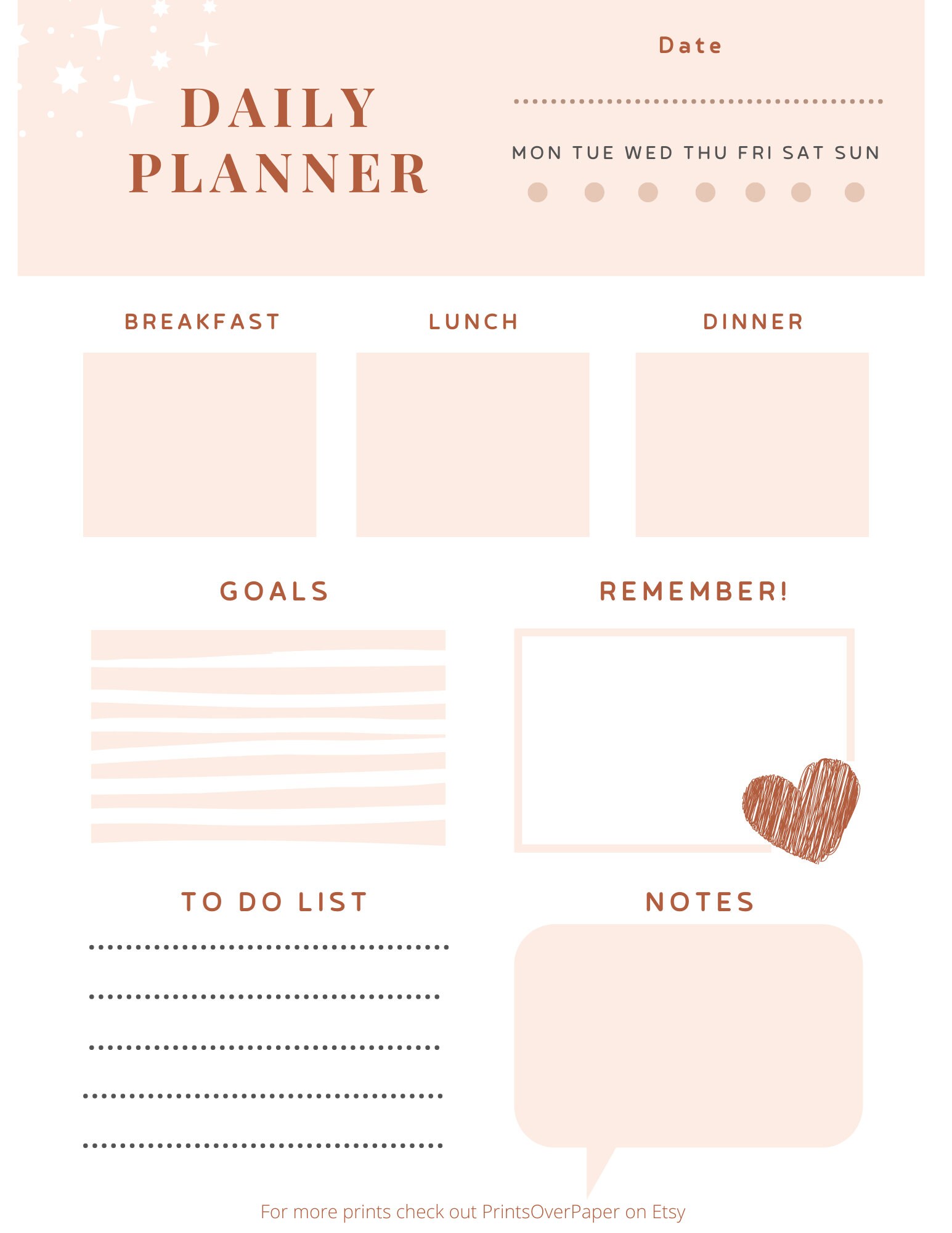 Blush Pink Daily Planner Printable Digital Download | Daily Planner ...