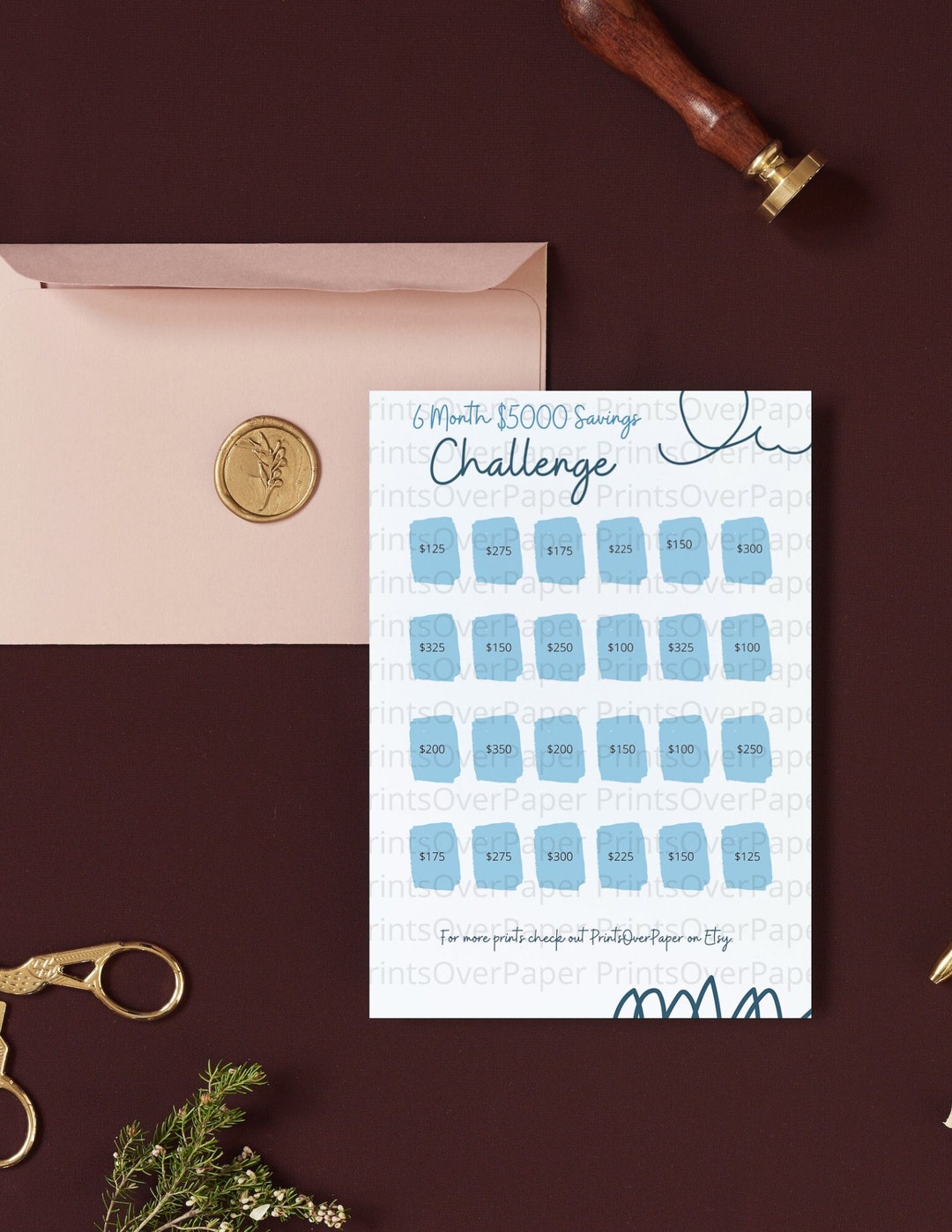 Blue Six Month, Five-thousand Dollar Savings Challenge Worksheet ...