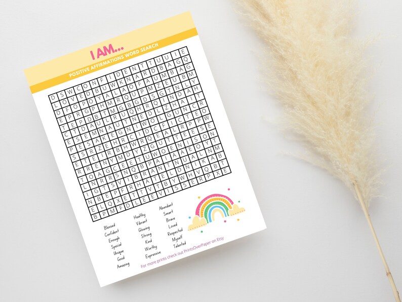 Positive Affirmations Word Search - Etsy