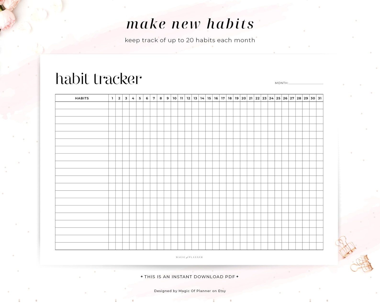 Habit Tracker Monthly Habit Tracker Daily Habit Tracker - Etsy