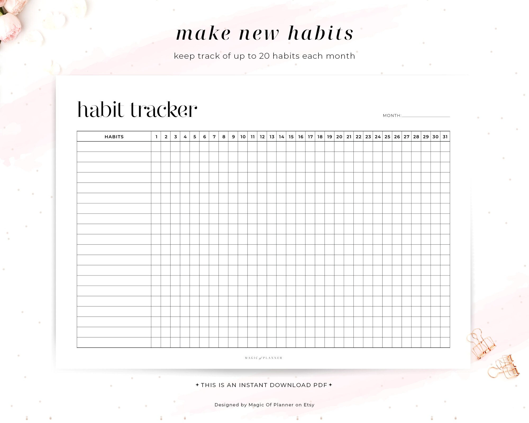 Minimalist Habit Tracker: Monthly Goal Planner (a4/letter Size ...