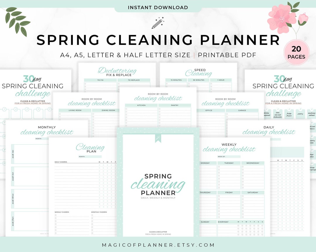 Spring Cleaning Planner, Printable Cleaning Checklist, Cleaning ...